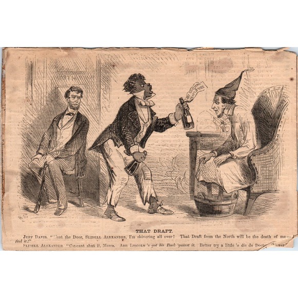 None | Accents | Slavery War Draft Political Cartoon Original 863 Civil ...